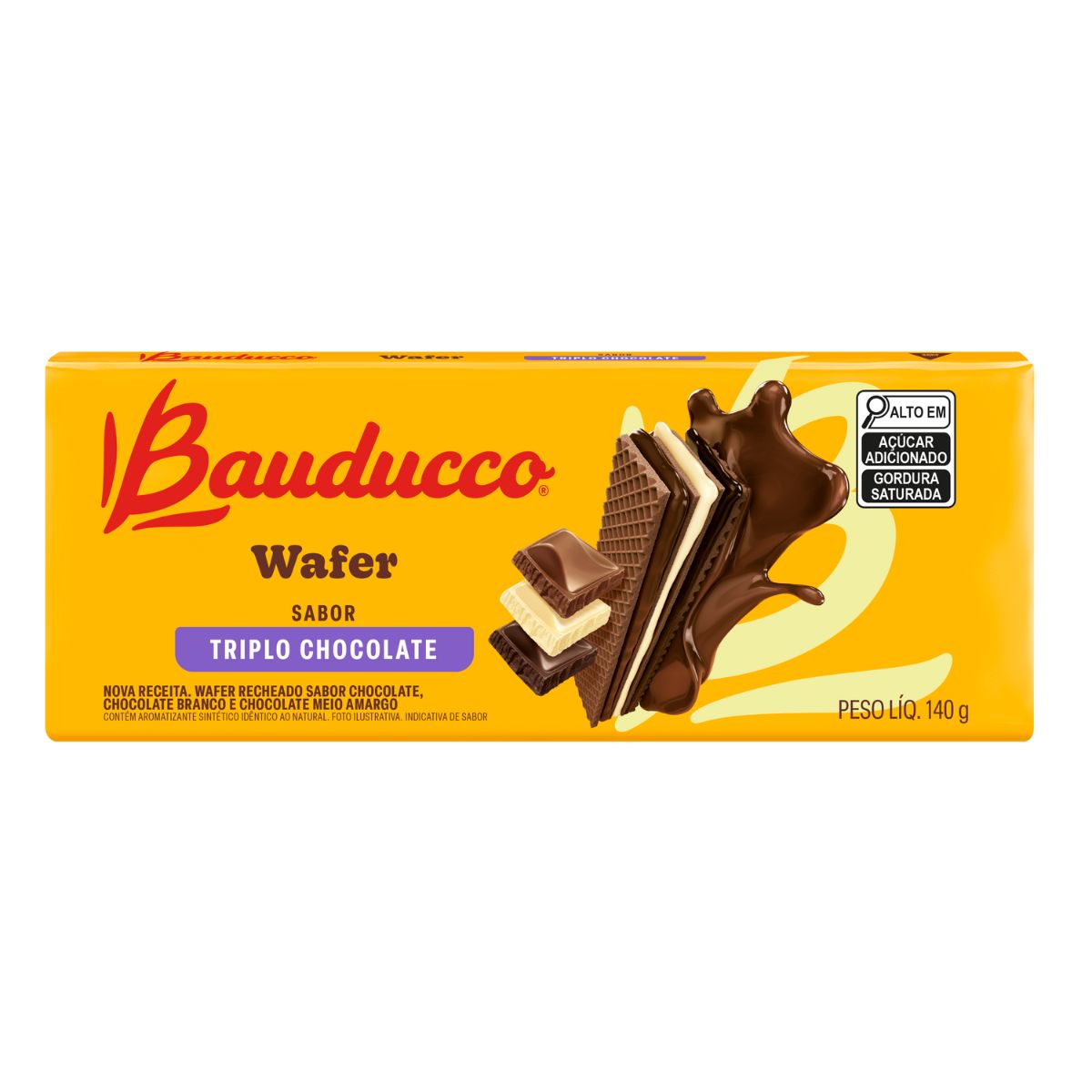 Biscoito Wafer Bauducco Triplo Chocolate 140g